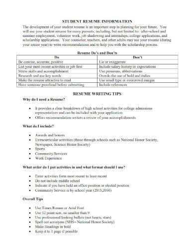 High School Resume - Examples, PDF | Examples