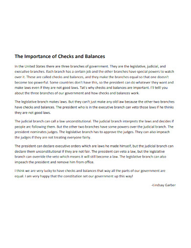 Checks and Balances - Examples, PDF | Examples
