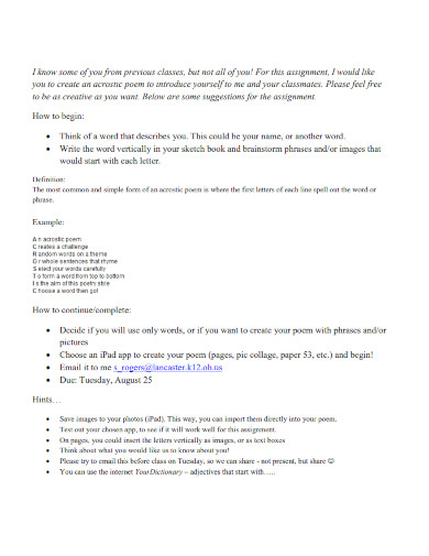 Acrostic Poem - Examples, PDF | Examples