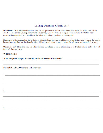 Leading Question - Examples, PDF | Examples