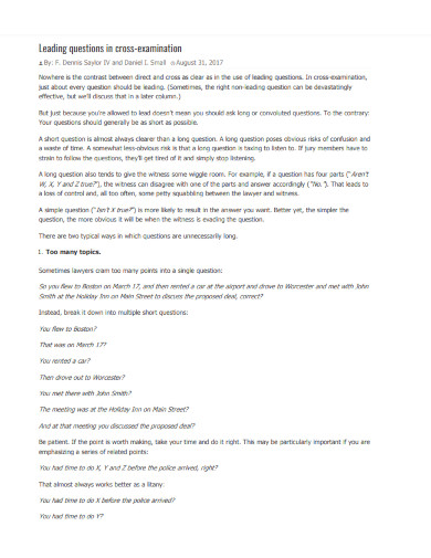 Leading Question - Examples, PDF | Examples