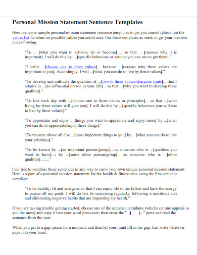 Personal Mission Statement - Examples, PDF | Examples