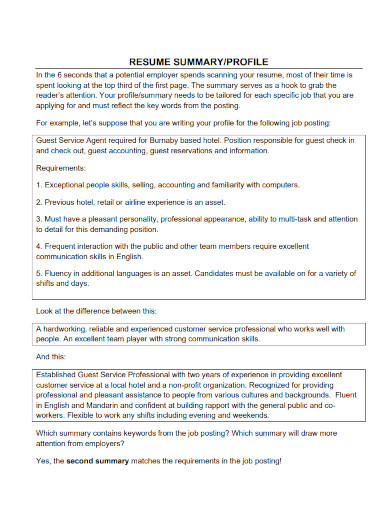Resume Profile - Examples, PDF | Examples