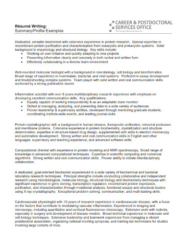 Resume Profile - Examples, PDF | Examples