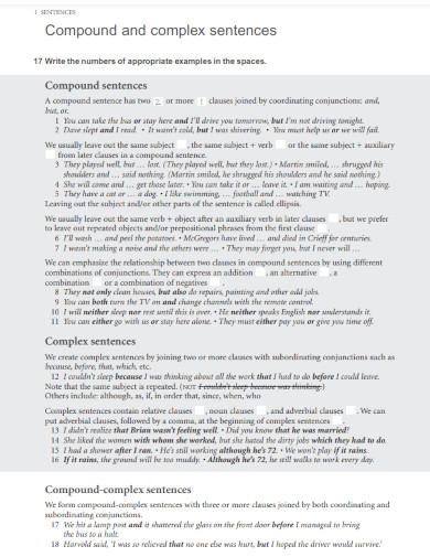 Compound Complex Sentence - Examples, PDF