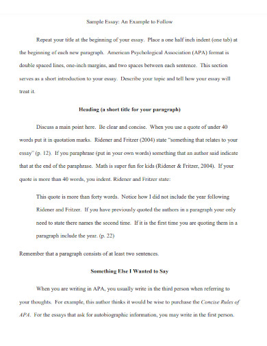 APA Essay- Examples, PDF | Examples