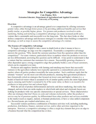 Competitive Advantage - Examples, PDF | Examples