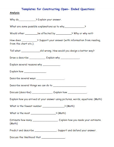 Open Ended Questions - 20+ Examples, Format, How to Create, PDF