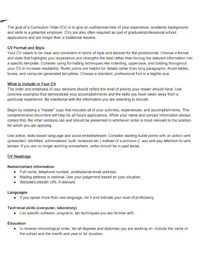 CV Format - Examples, PDF | Examples