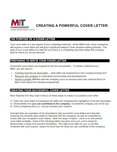 Job Cover Letter - Examples, PDF | Examples