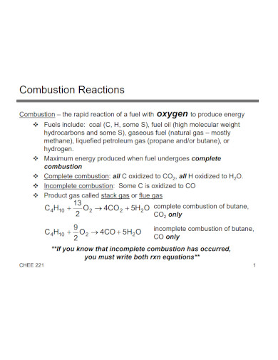 Combustion Reaction - 14+ Examples, Format, How to Identify, PDF
