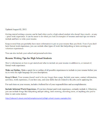 High School Students Resume - 30+ Examples, Word, Google Docs, Apple ...