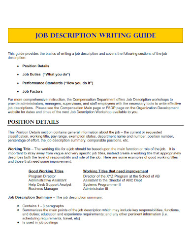 Job Description - Examples, PDF | Examples