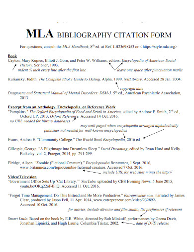MLA Bibliography - Examples, PDF | Examples