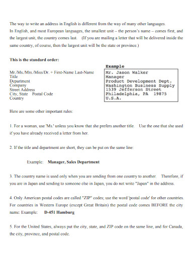 Letter Address - Examples, PDF | Examples