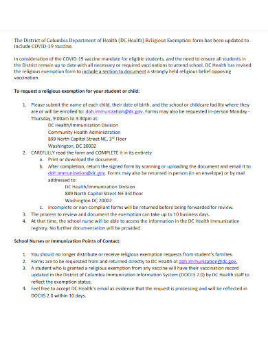 Religious Exemption - Examples, PDF | Examples