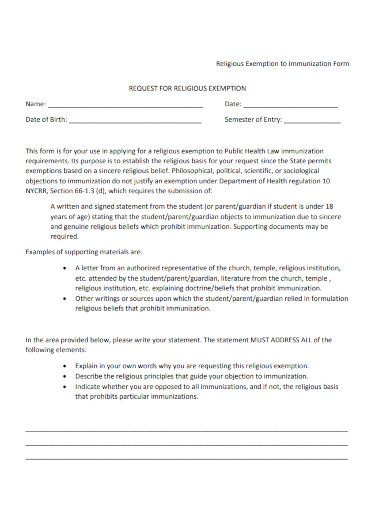 Religious Exemption - Examples, PDF | Examples