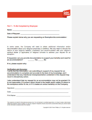 Religious Exemption - Examples, PDF | Examples