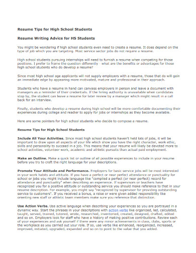 High School Students Resume - 30+ Examples, Word, Google Docs, Apple ...