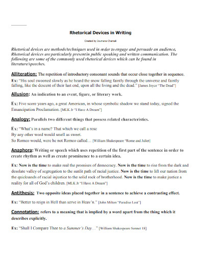 Rhetorical Devices - Examples, PDF | Examples