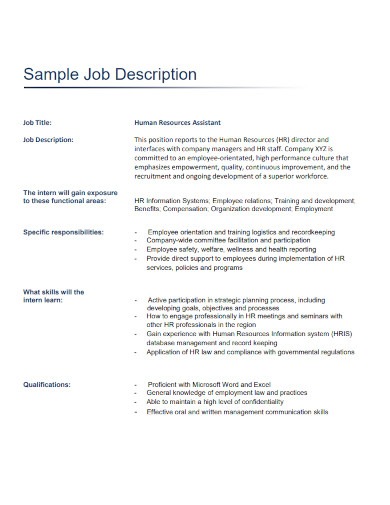 Job Description Examples PDF Examples