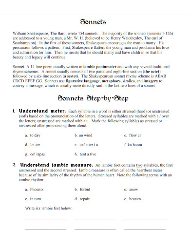 Sonnet - 11+ Examples, Format, How to Write, PDF