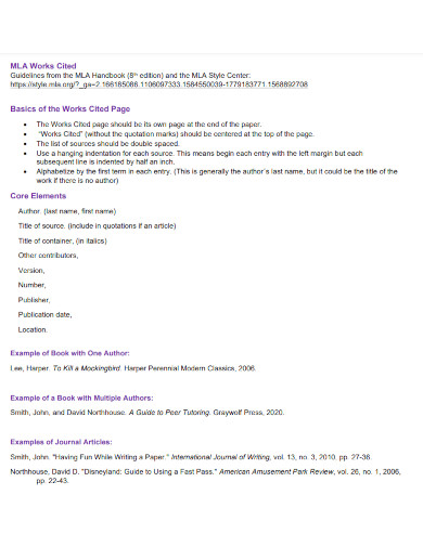 24+ MLA Works Cited Page Example in PDF | Examples