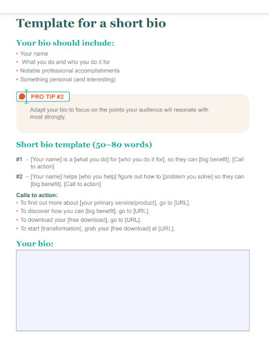 Short Bio - Examples, PDF | Examples