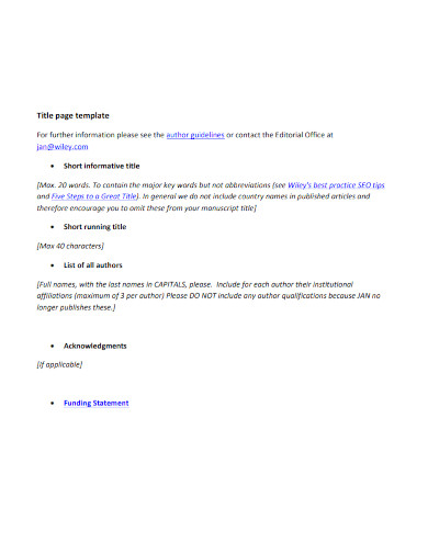 26+ APA Cover Page Format Example in Google Docs, InDesign, Word, PSD ...