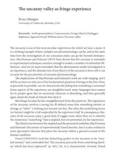 Uncanny Valley - Examples, PDF | Examples