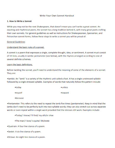 Sonnet - 11+ Examples, Format, How to Write, PDF