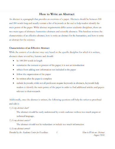 Apa Abstract - Examples, Pdf | Examples