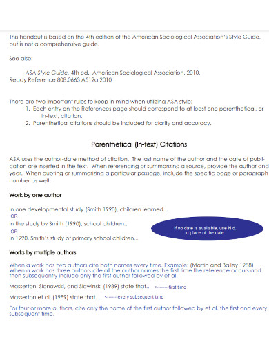 ASA Format - Examples, PDF | Examples