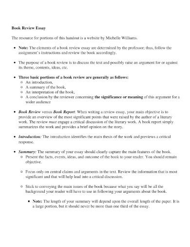 Book Review Examples PDF Examples