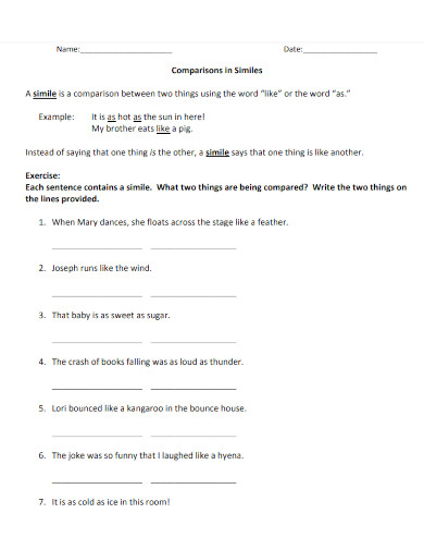 Simile Examples Pdf Examples