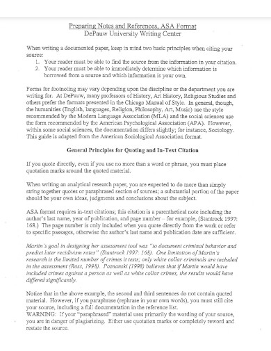 ASA Format - Examples, PDF | Examples