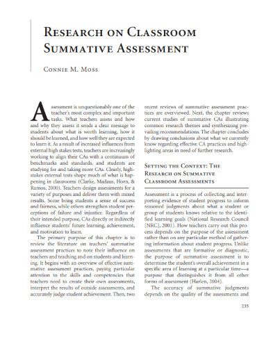 Summative Assessment - Examples, PDF | Examples