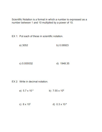 Scientific Notation - 19+ Examples, Format, How to, PDF