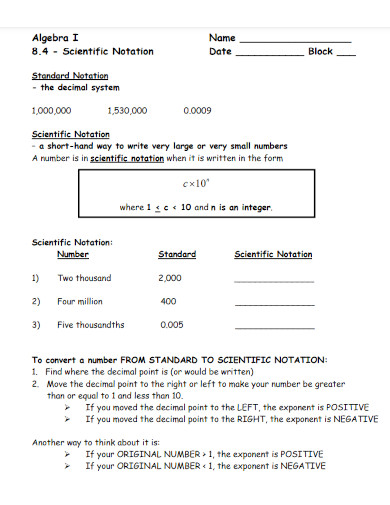 Scientific Notation - Examples, PDF | Examples
