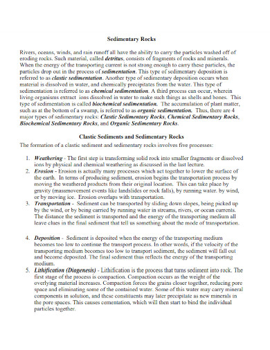 Sedimentary Rocks - 8+ Examples, Format, How to Identify, PDF