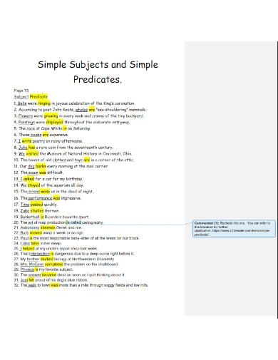 Simple Subject - Examples, PDF | Examples