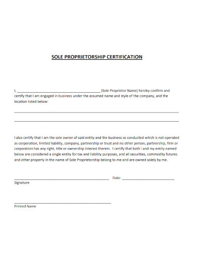 Sole Proprietorship - Examples, PDF | Examples