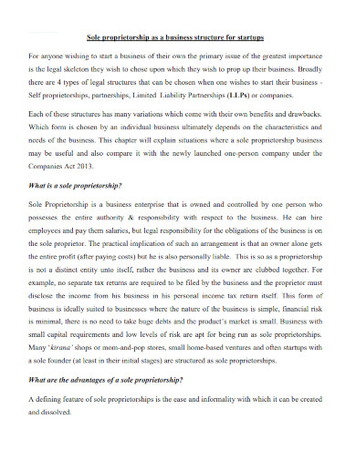 Sole Proprietorship - Examples, PDF | Examples