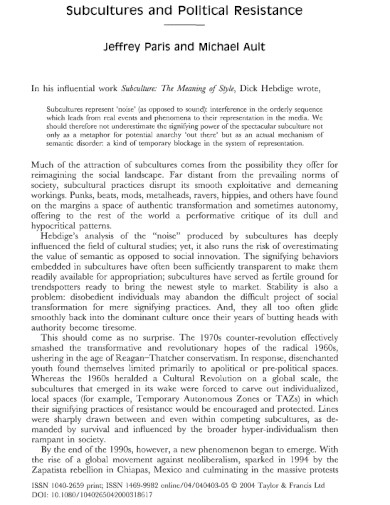 Subculture - Examples, PDF | Examples