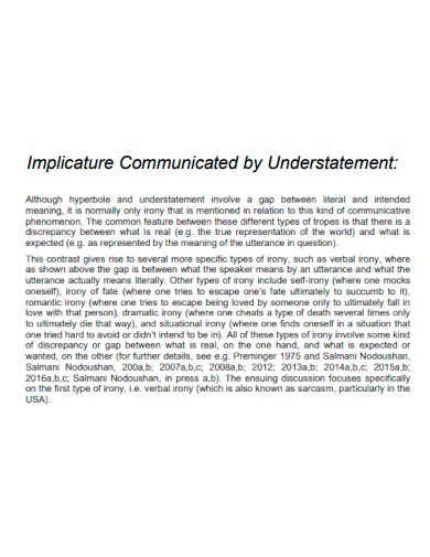 Understatement - Example, PDF | Examples