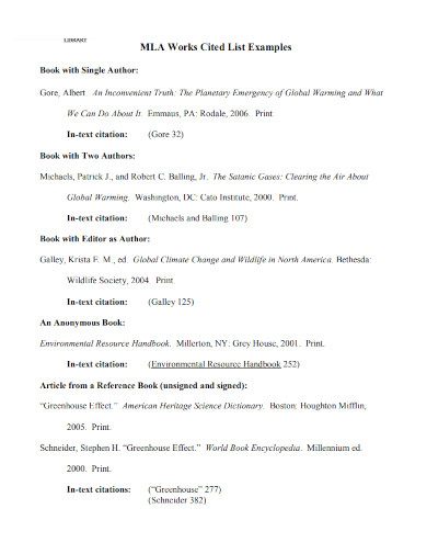 Works Cited - Examples, PDF | Examples