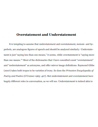 Understatement - Example, PDF | Examples