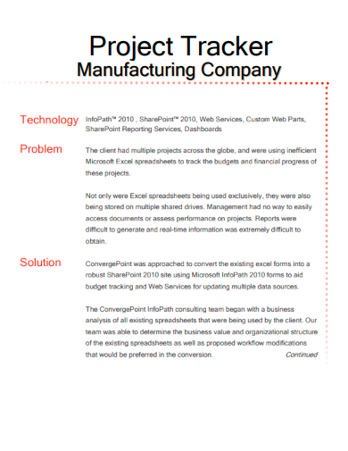 Project Tracker - Examples, PDF | Examples