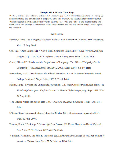 Works Cited - Examples, PDF | Examples