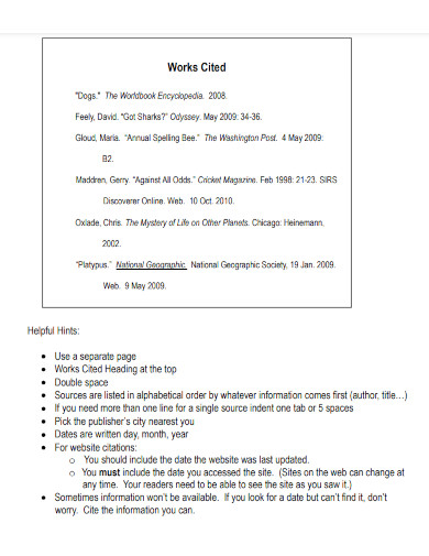 Works Cited - Examples, PDF | Examples